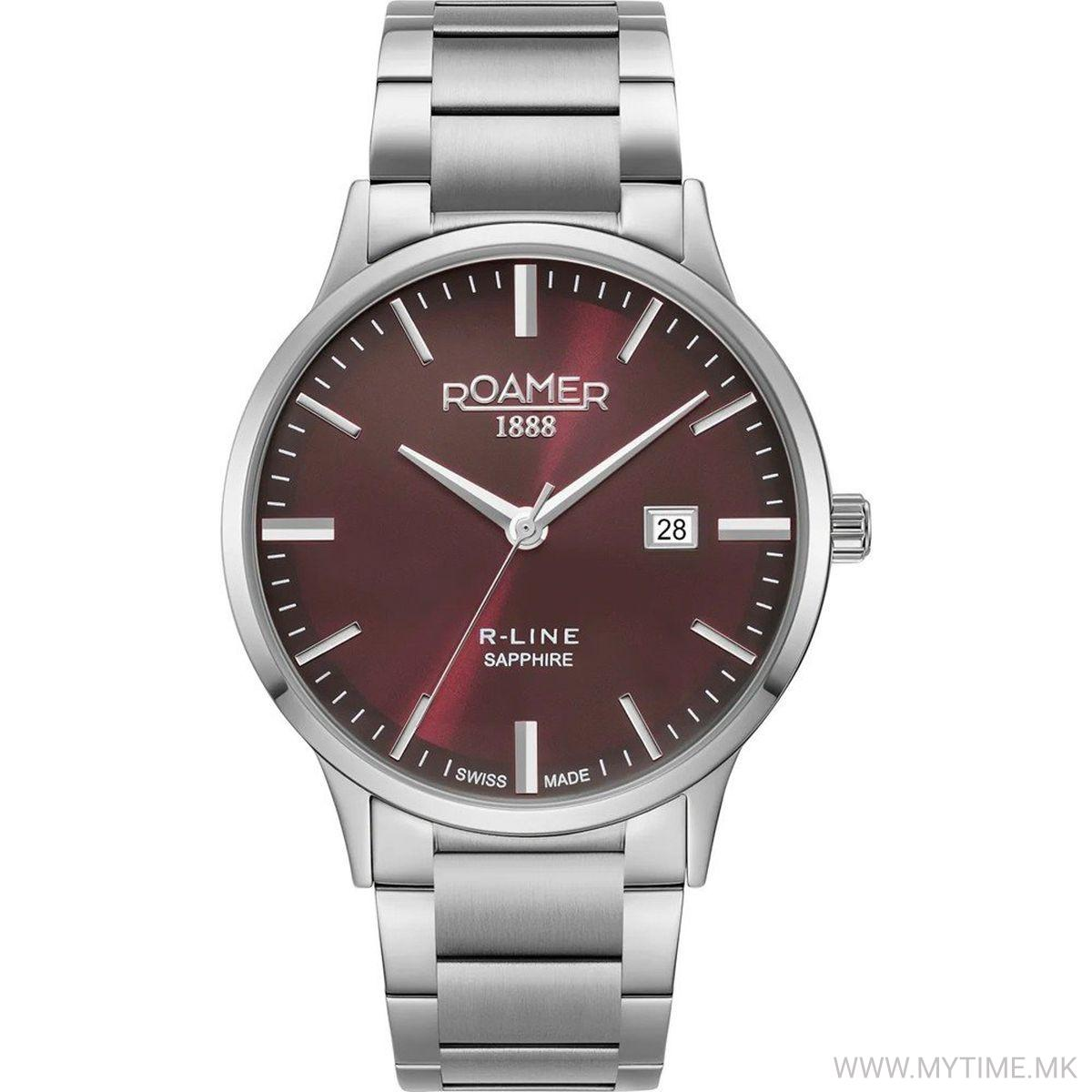 Roamer R-Line Swiss Quartz Watch for Men – Red Dial, 43mm Stainless St
